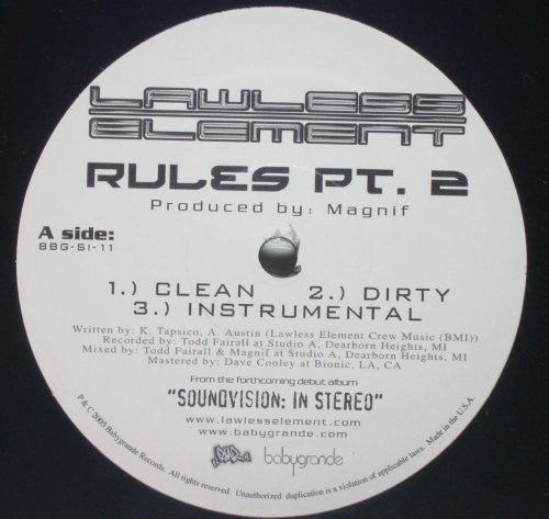 Rules Part 2 / Love Vinyl - Lawless Element Vinyl Records | Vinyl